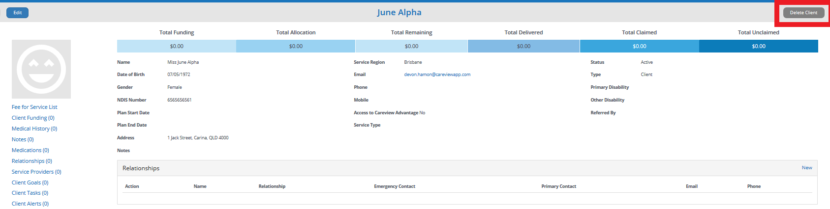 Careview Client Profile