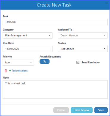 Careview Client Profile - Client Task